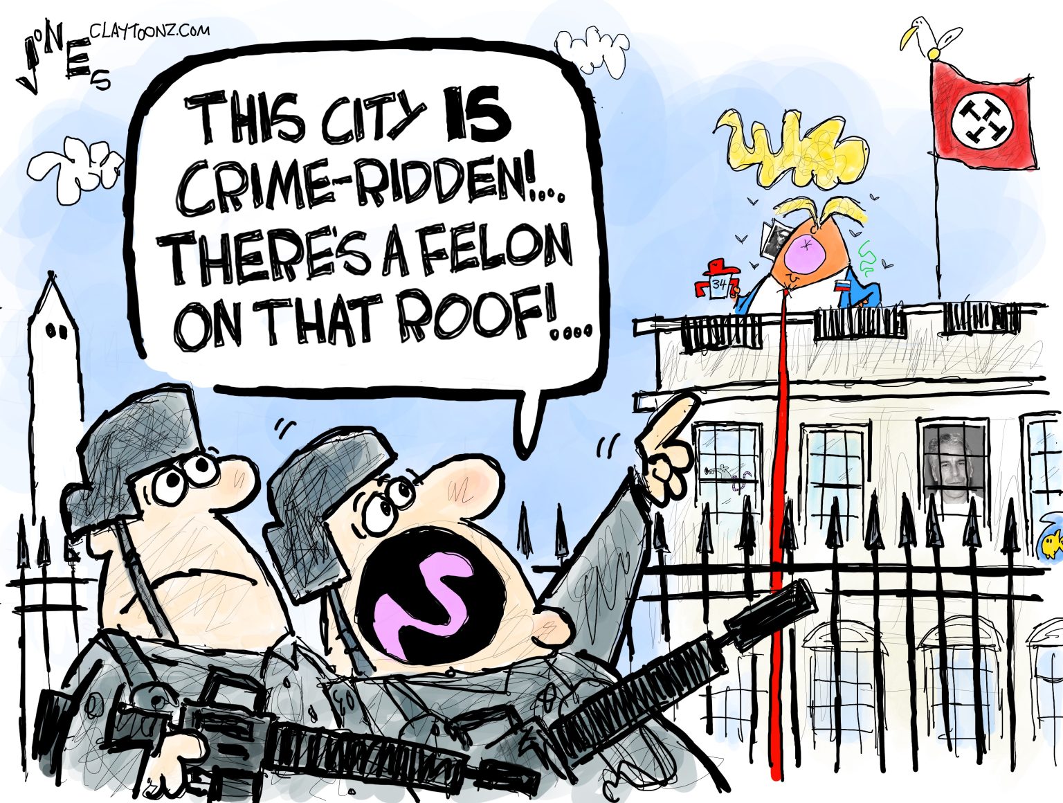 Cartoon: Roof-Top Felon