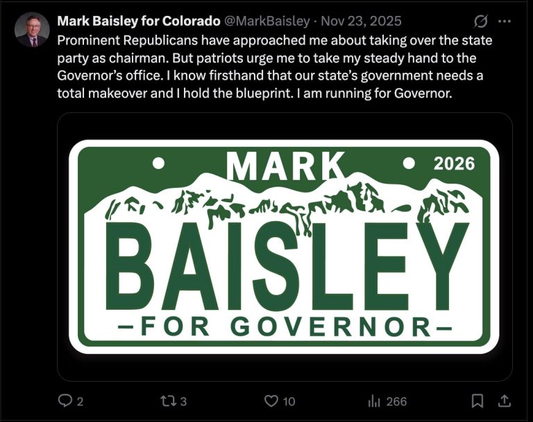Baisley Drops Out of GOP Primary for CO Gov, Switches to U.S. Senate